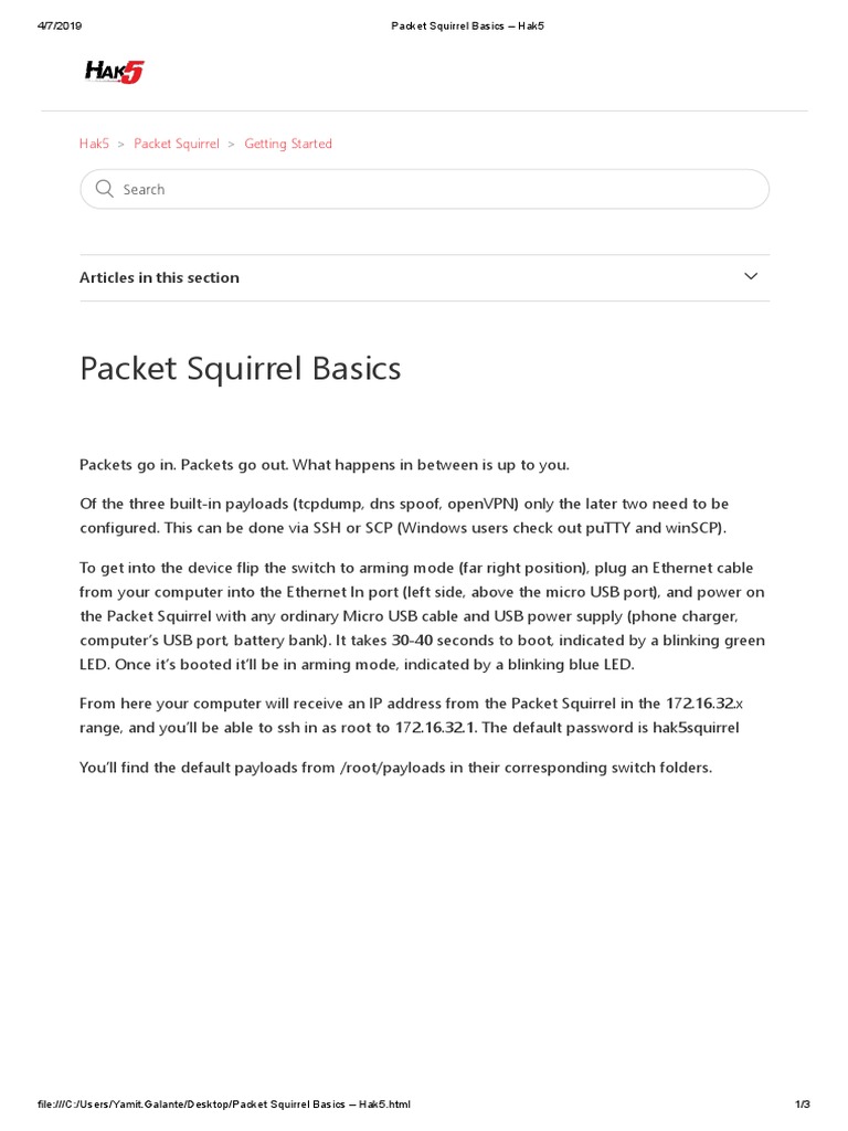 Packet Squirrel Basics - Hak5 | PDF | Usb | Booting