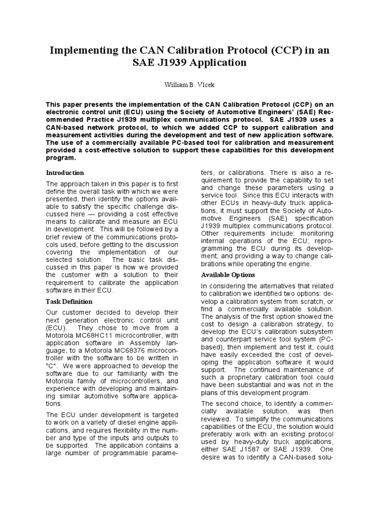 Implementing The CAN Calibration Protocol (CCP) in An SAE J1939 ...