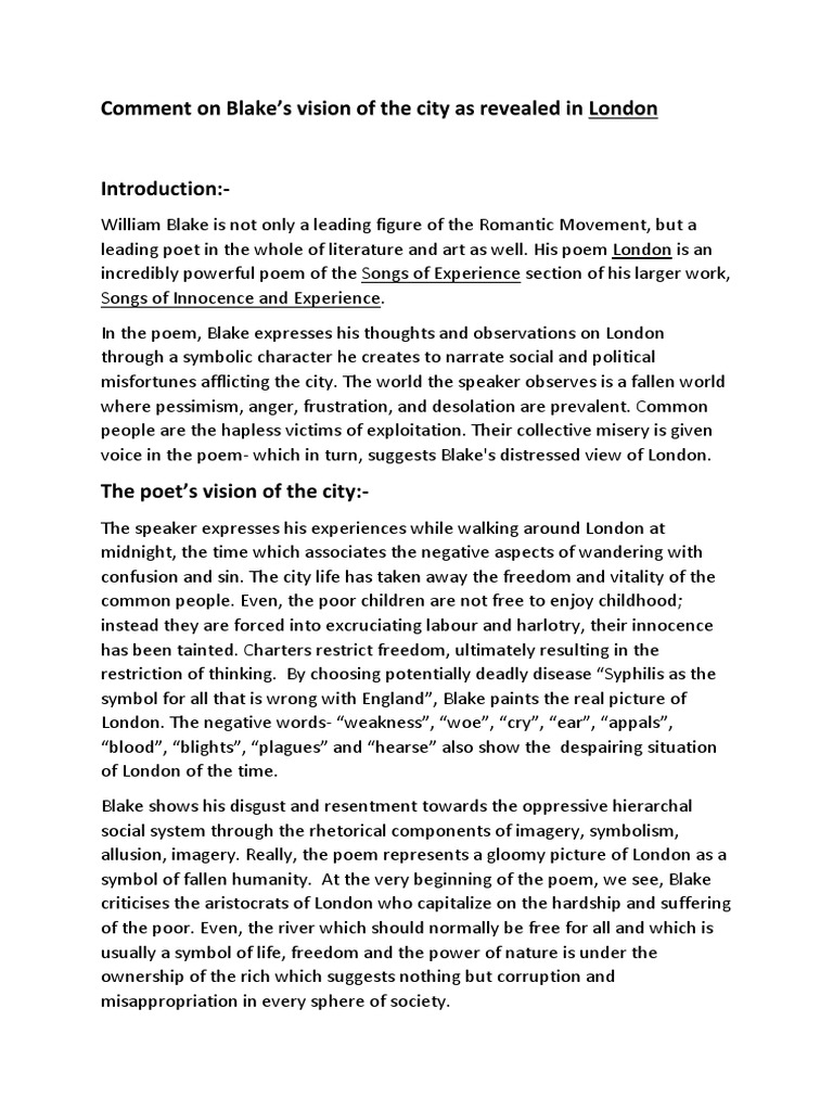 Poet's Vision of London | PDF | William Blake | Prostitution