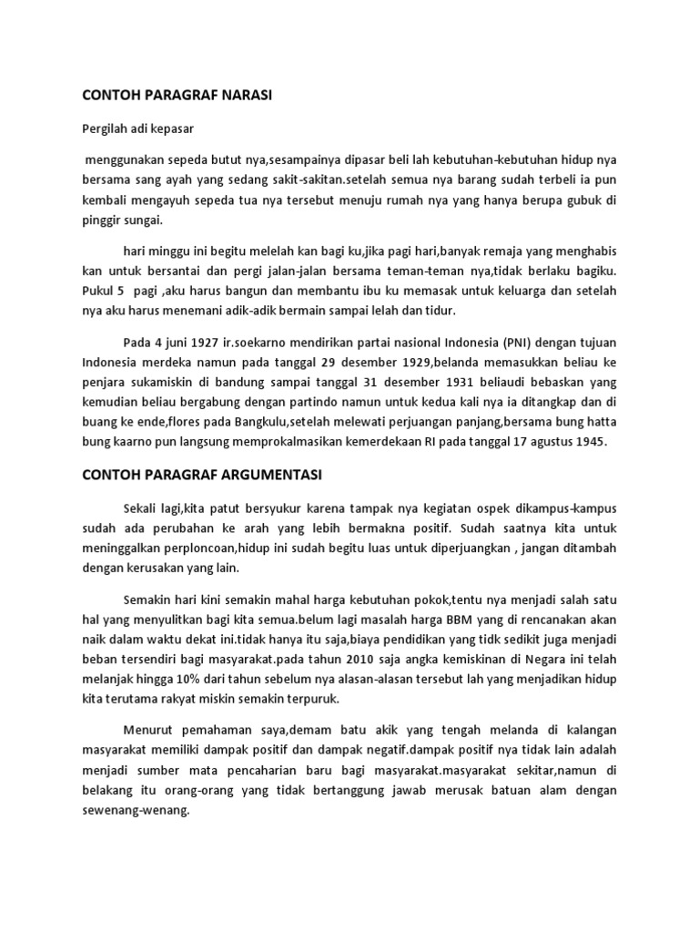 Contoh Paragraf Narasi | PDF