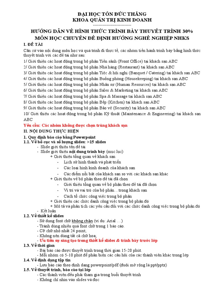 Huong Dan Thuyet Trinh Nhom 30% | PDF