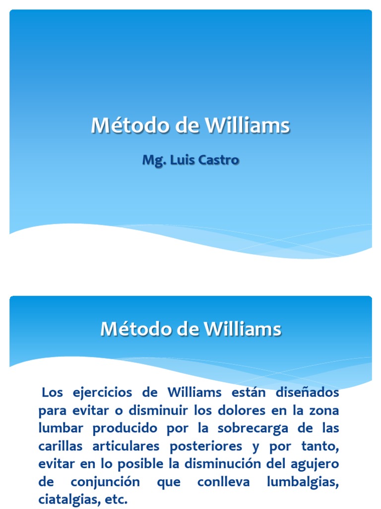 Fortalecimiento lumbar con el método de Williams | PDF