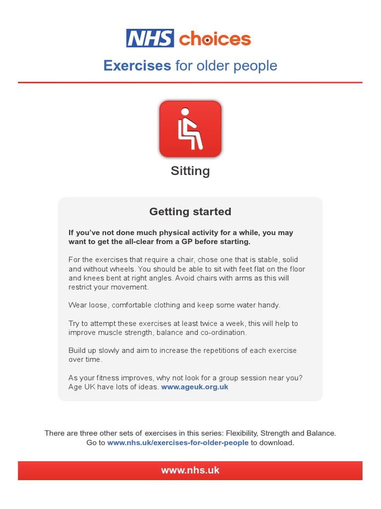 Exercises For Older People: Sitting | PDF | Flexibility (Anatomy) | Chair