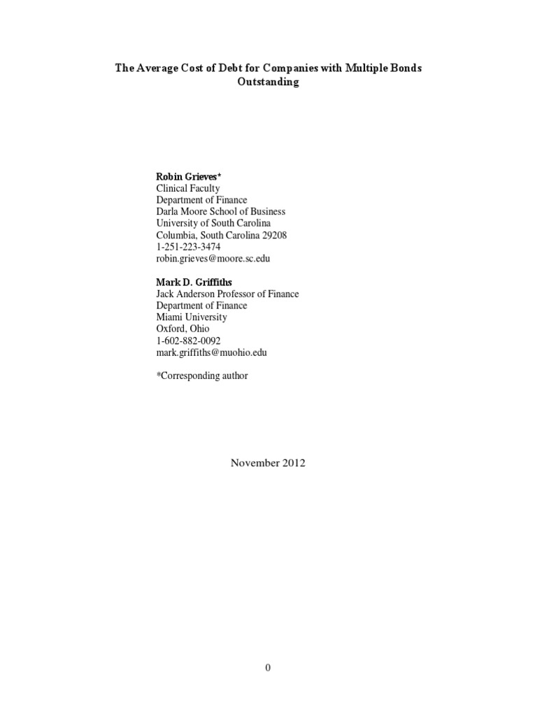 The Average Cost of Debt For Companies With Multiple Bonds Outstanding ...