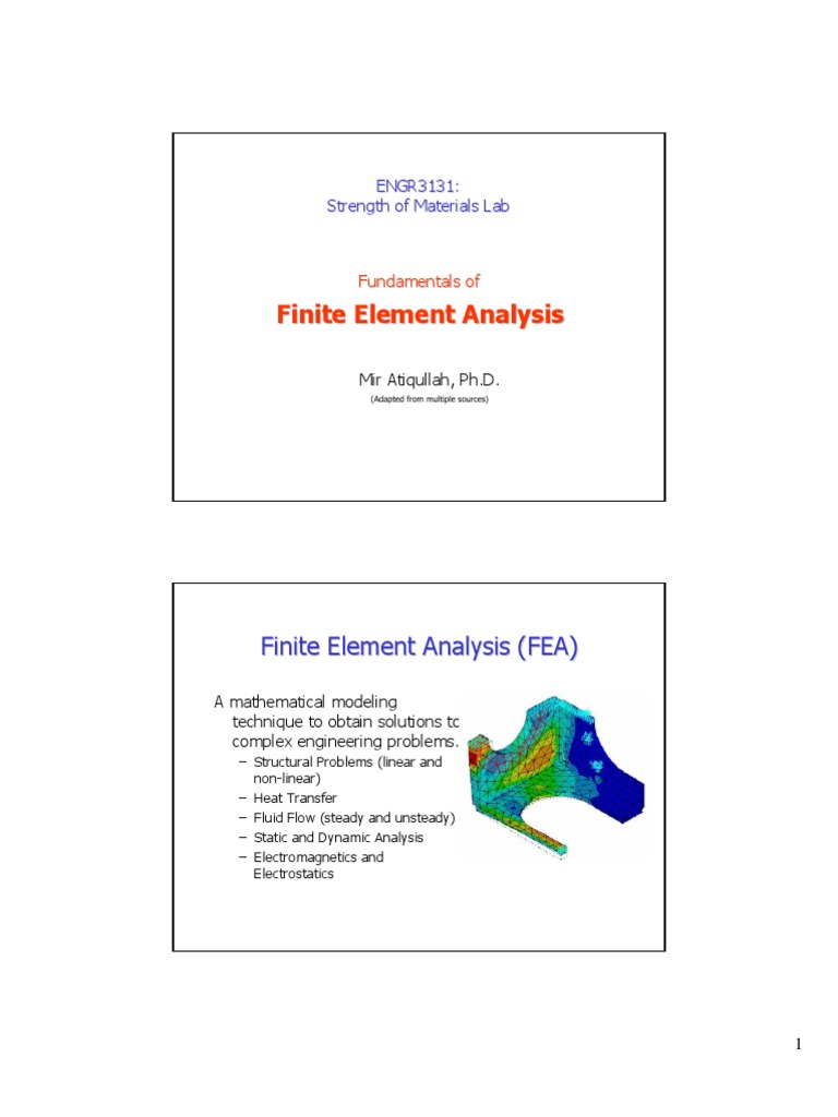 FEA-Lab1 Lecture Slides | PDF | Matrix (Mathematics) | Finite Element ...