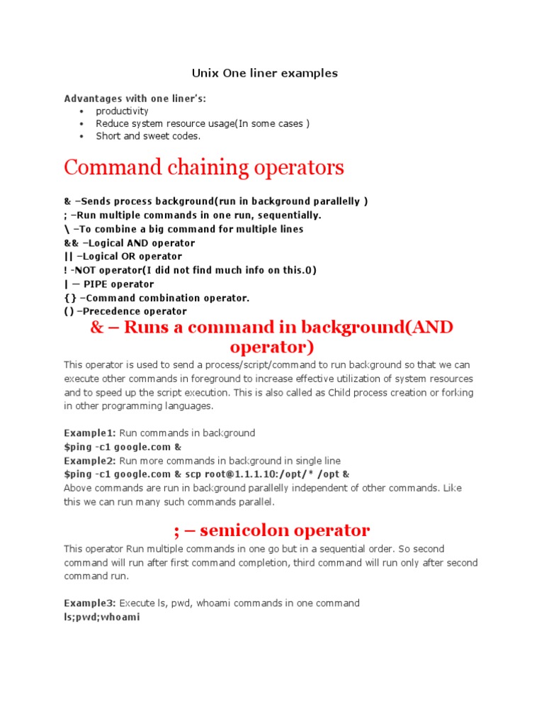 Command Chaining Operators: & - Runs A Command in Background (AND ...
