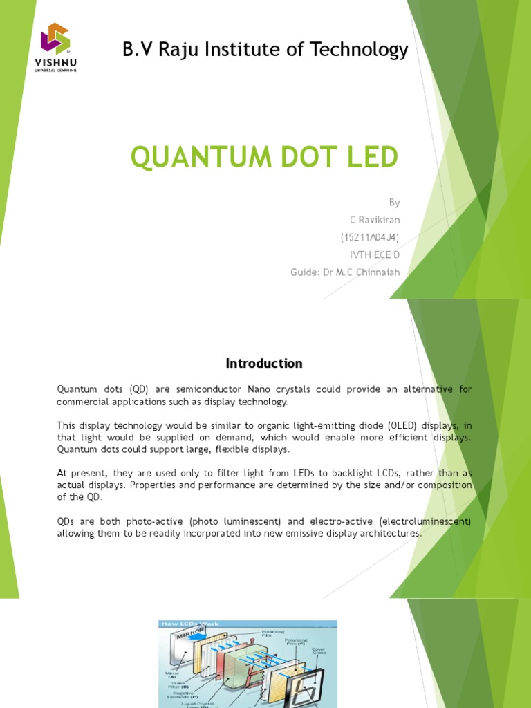 B.V Raju Institute of Technology: Quantum Dot Led | PDF | Oled | Light ...
