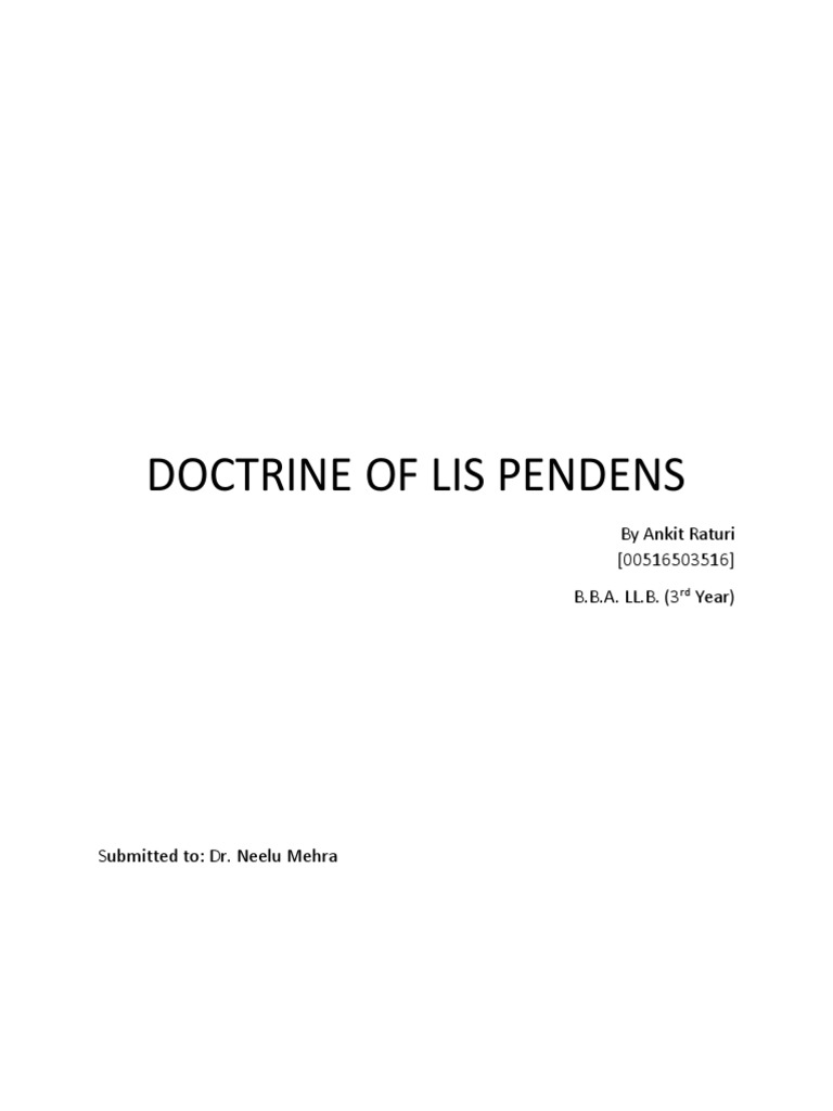 Doctrine of Lis Pendens | PDF | Lawsuit | Jurisdiction