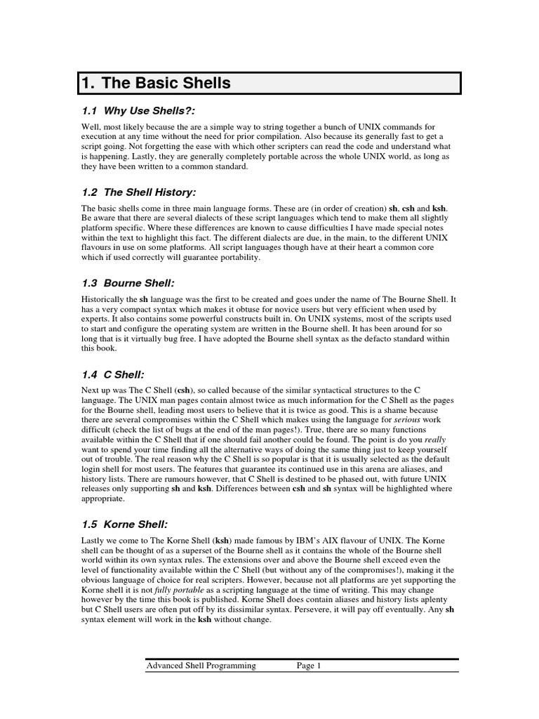 The Basic Shells: A Concise Introduction | PDF | Command Line Interface | Unix