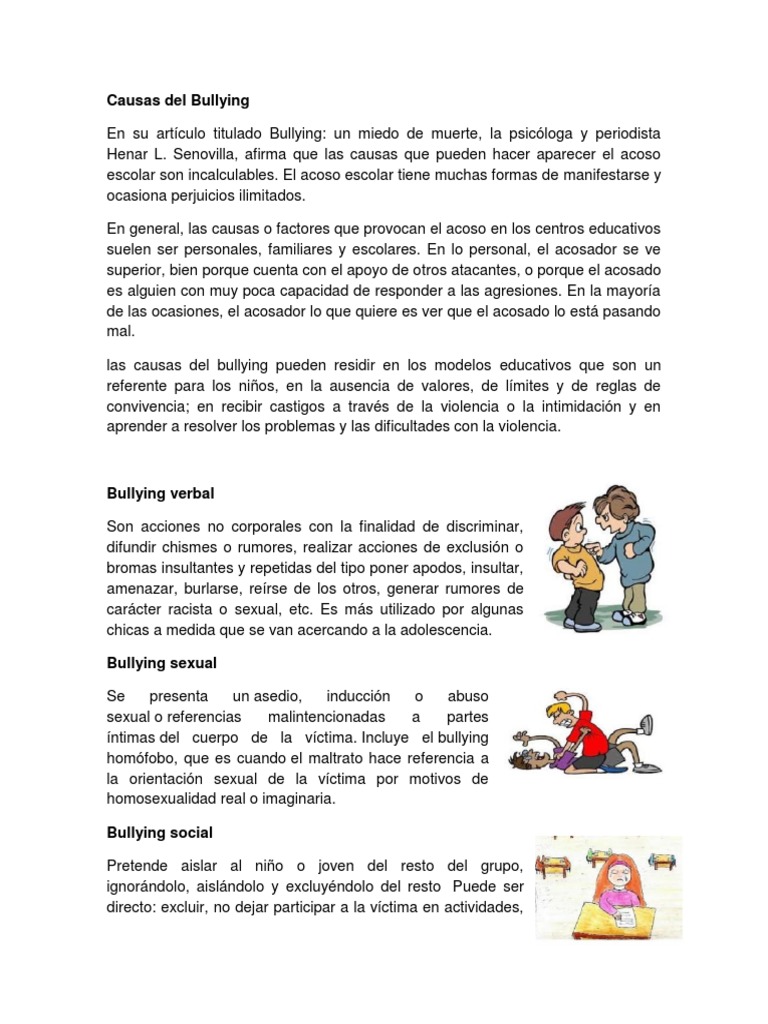 Causas Del Bullying | PDF | Sicología | Agresión