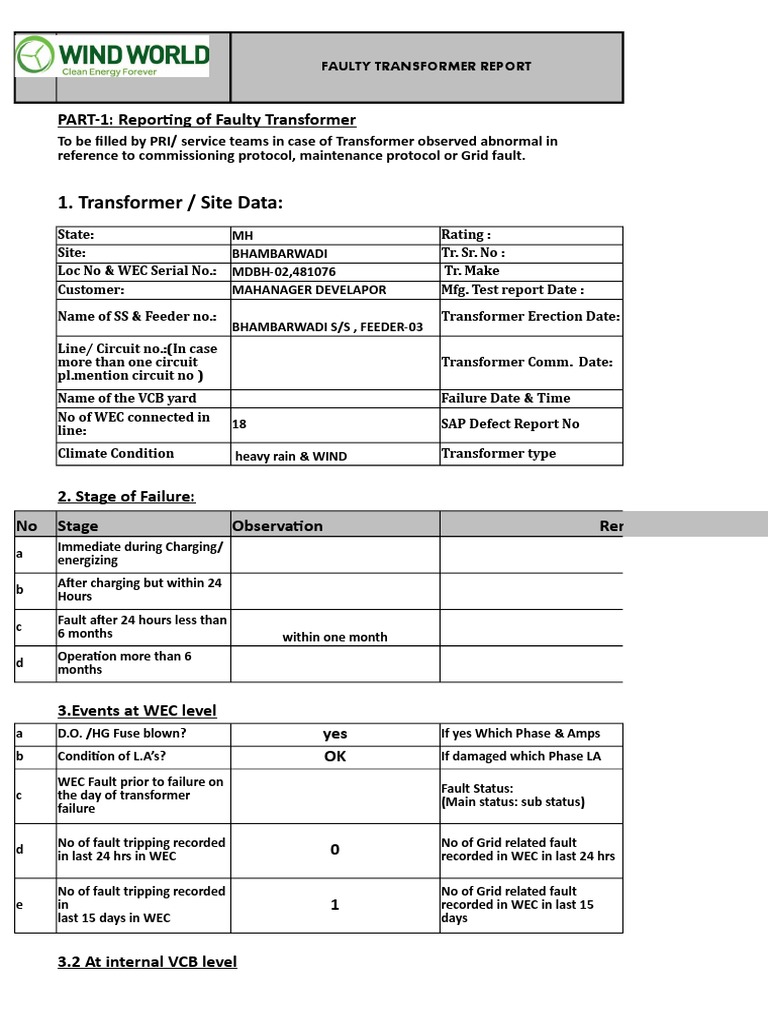 Transformer Failure Details | PDF | Transformer | Electricity