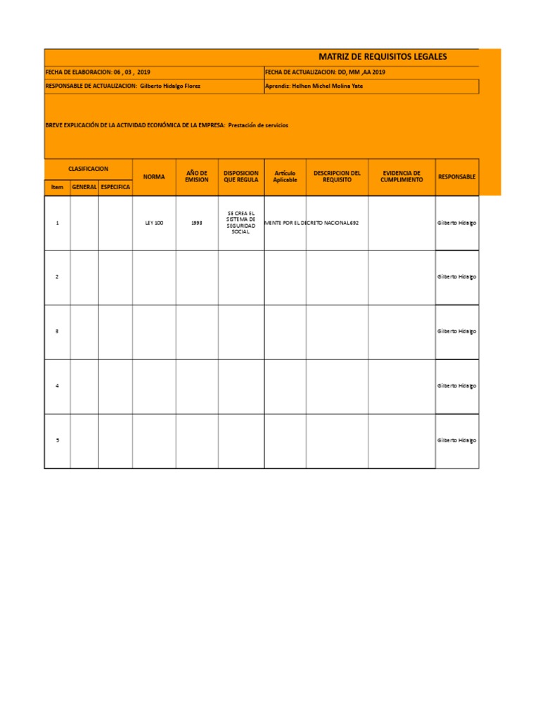 1 Formato de Matriz Legal | PDF | Derecho Corporativo | Derecho y economía