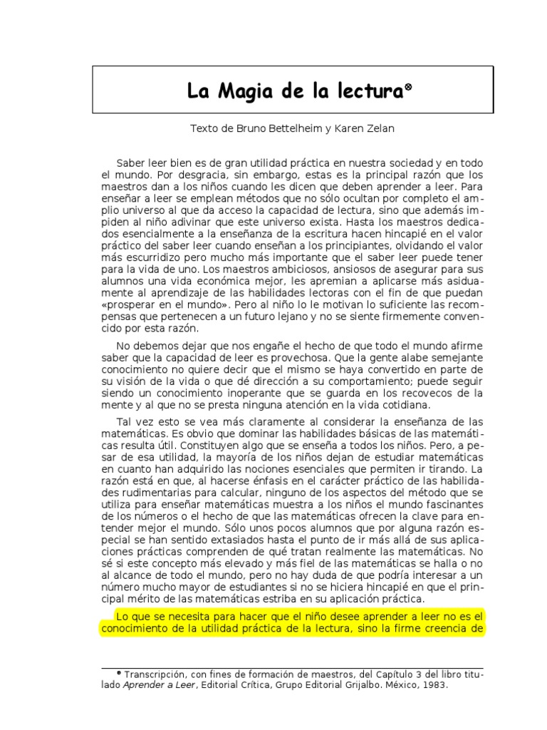 La Magia de La Lectura | PDF | Mente | Aprendizaje