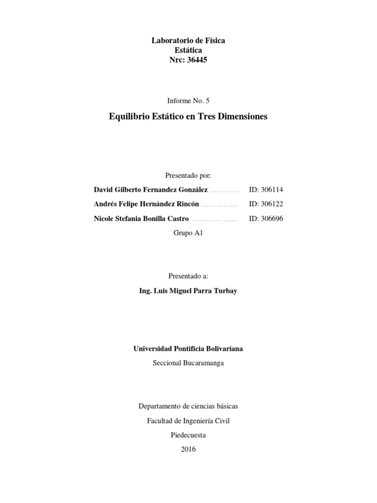 Equilibrio en 3 Dimensiones | PDF | Vector Euclidiano | Fuerza
