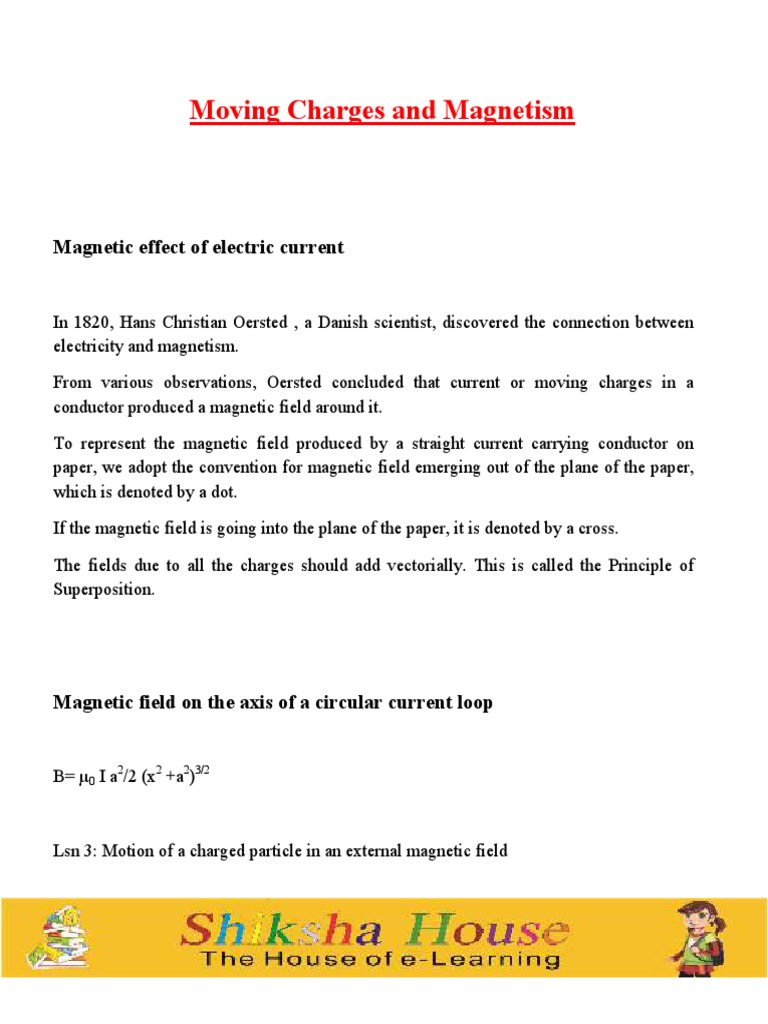 Class 12: Moving Charges & Magnetism | PDF | Magnetic Field | Electric ...