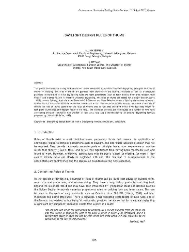 Daylight Design Rules | PDF | Window | Lighting