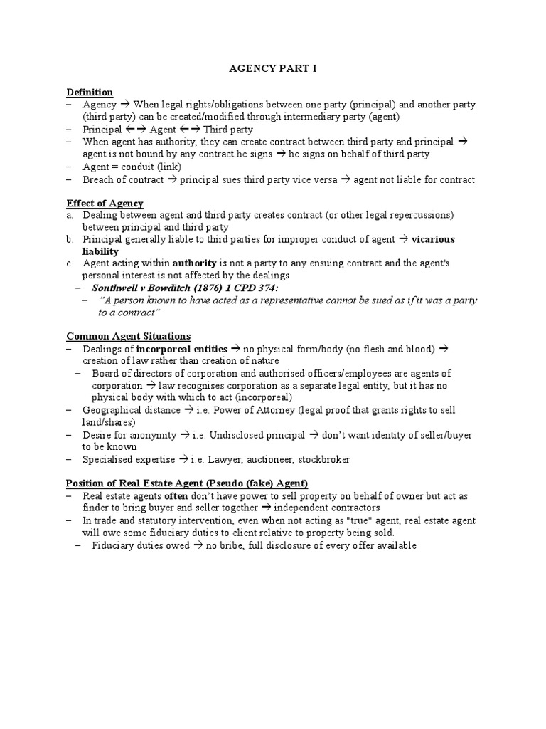 Understanding Agency Relationships: An Overview of the Creation and ...