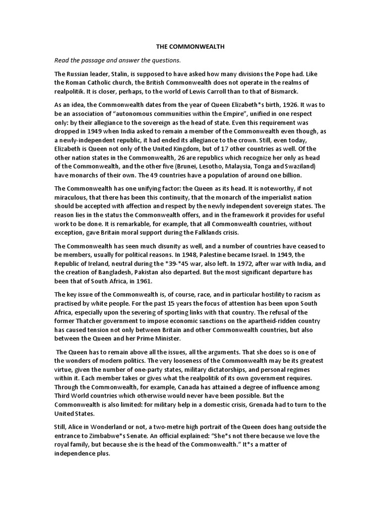 The Commonwealth | PDF | Commonwealth Of Nations | United Kingdom