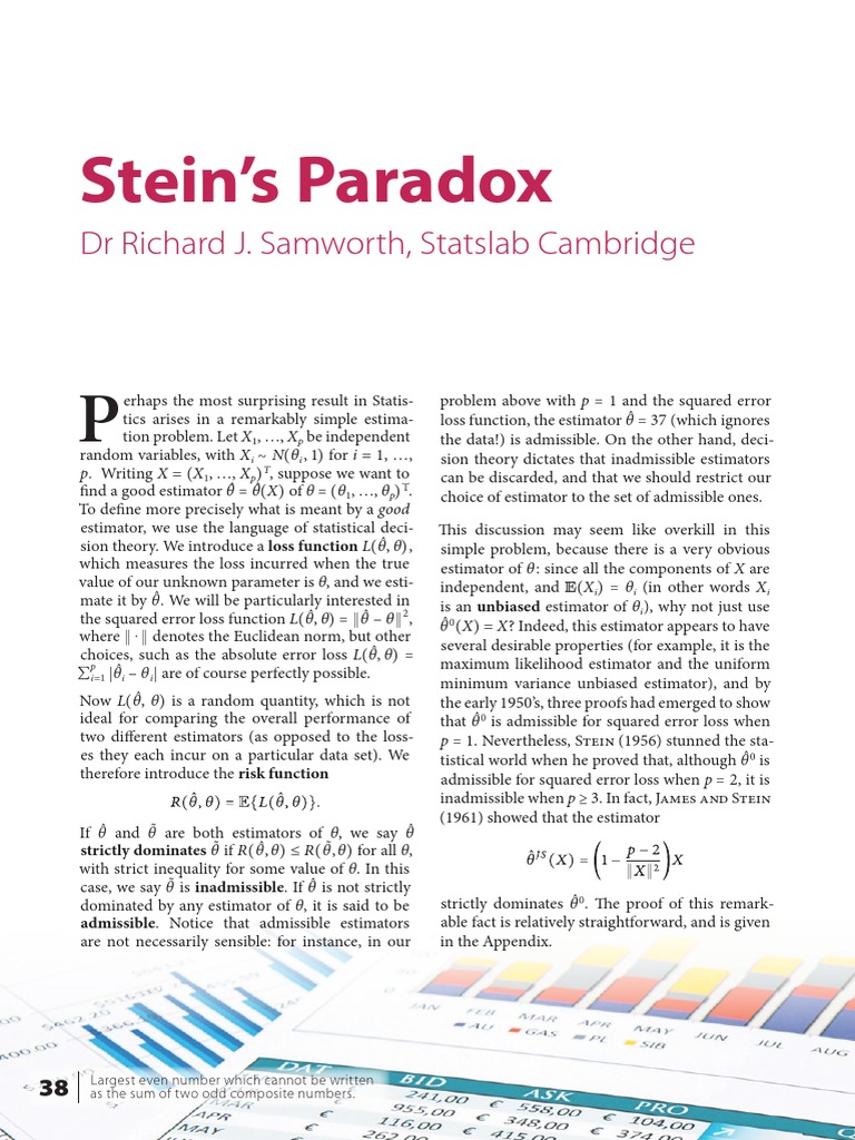 Stein's Paradox: DR Richard J. Samworth, Statslab Cambridge | PDF ...