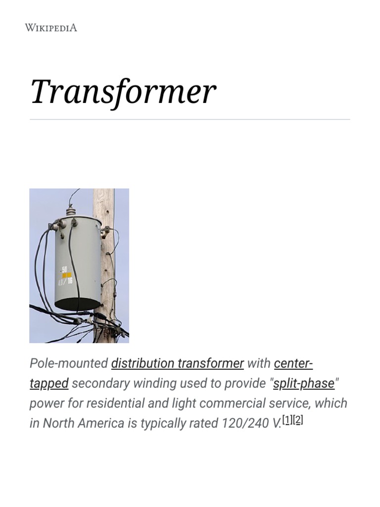 Transformer - Wikipedia PDF | PDF | Transformer | Electromagnetic Induction