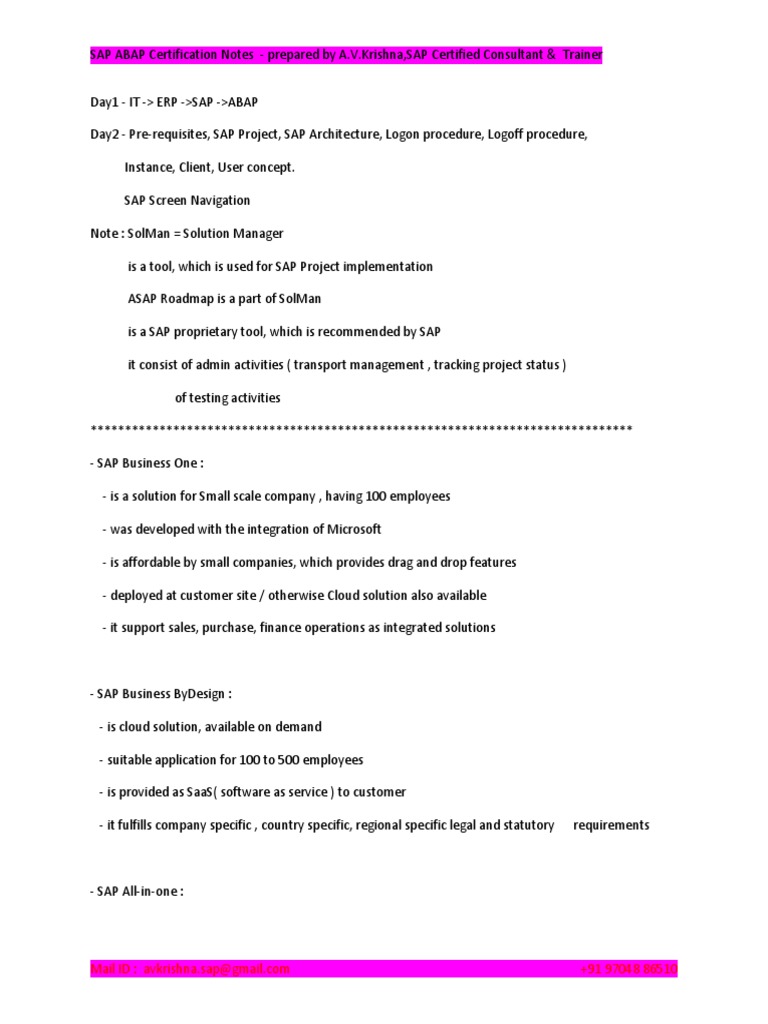SAP ABAP Certification Study Guide | PDF | Control Flow | Data Type