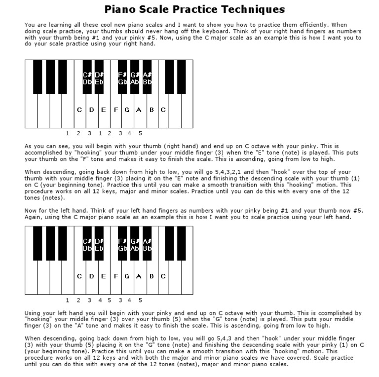 Efficient Piano Scale Practice Techniques | PDF | Scale (Music) | Minor ...