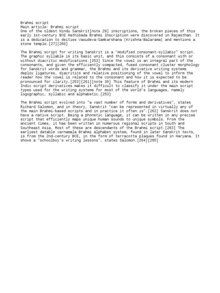 Brahmi Script | PDF | Sanskrit | Writing