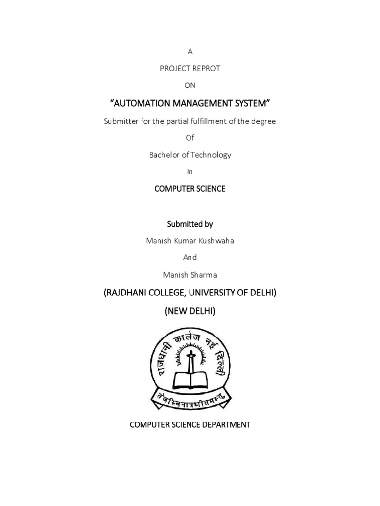 "Automation Management System": A Project Reprot ON | PDF | Databases ...