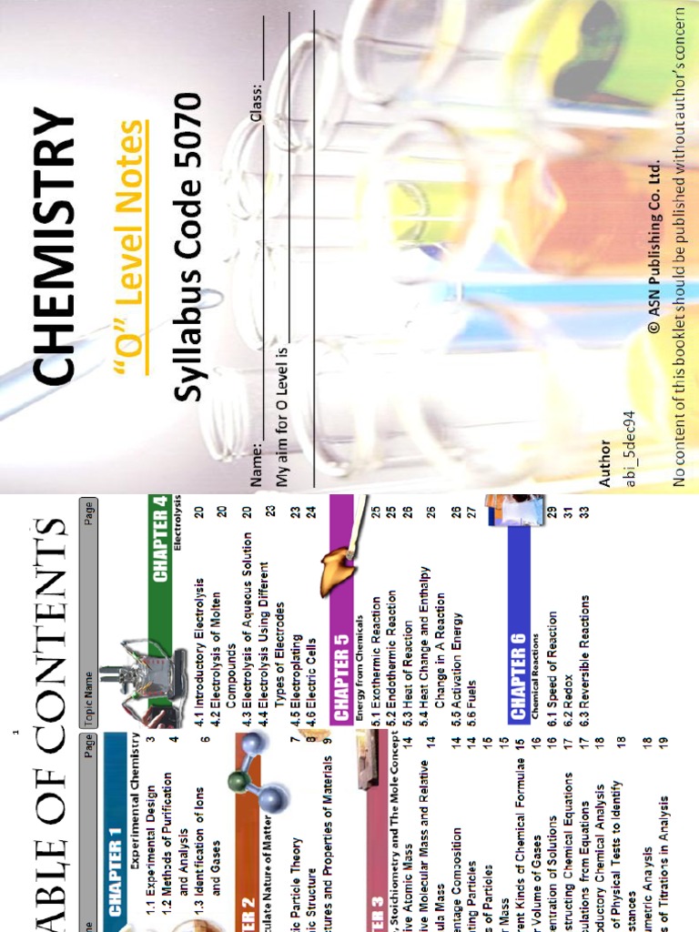 O Level Chemistry Notes | PDF