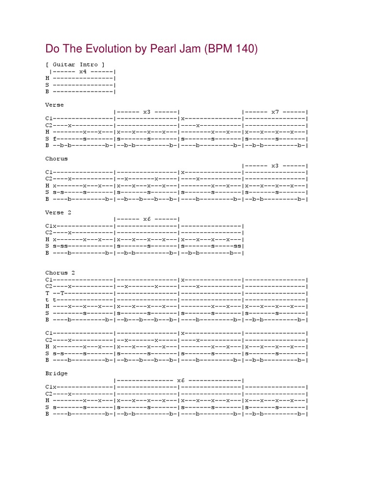 Do The Evolution by Pearl Jam (BPM 140) | PDF | Song Structure ...