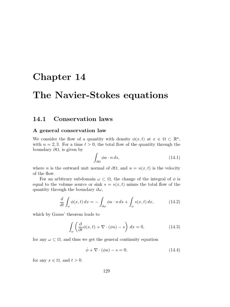The Navier-Stokes Equations: 14.1 Conservation Laws | Download Free PDF | Fluid Dynamics ...