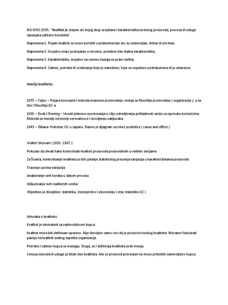 Skripta Menadzment Kvaliteta | PDF