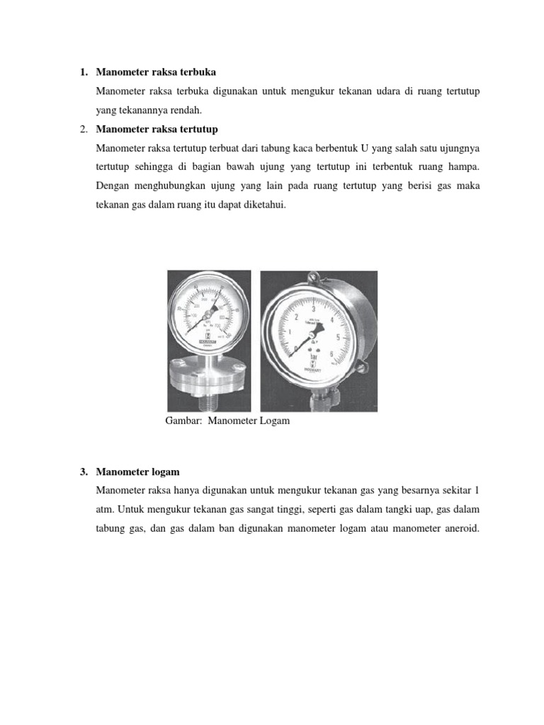 Jenis-Jenis Manometer | PDF | Sains & Matematika