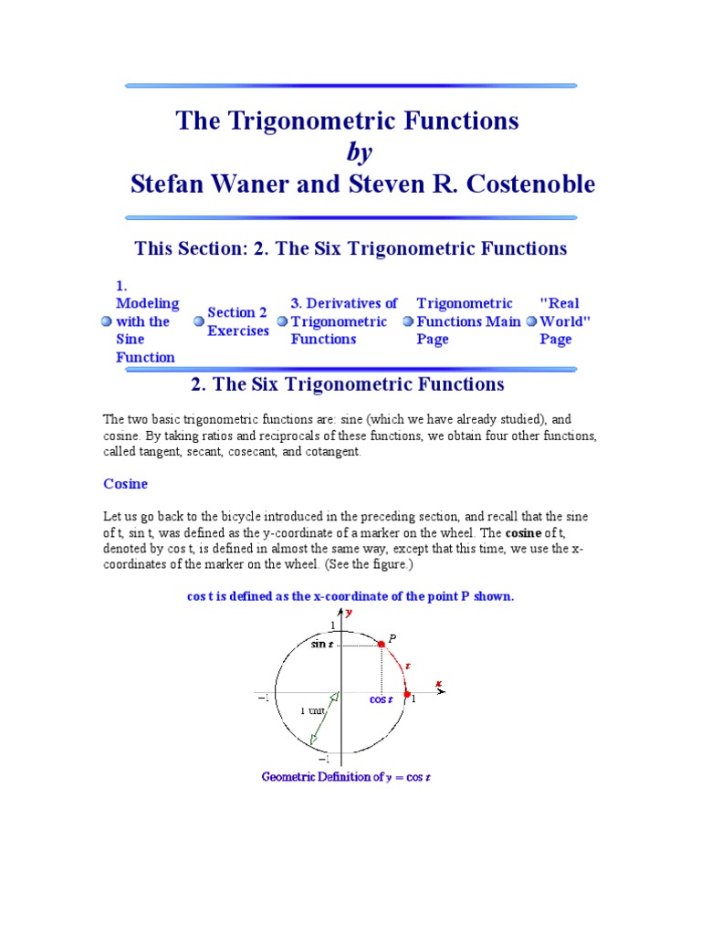 The Trigonometric Functions | PDF | Trigonometric Functions | Sine