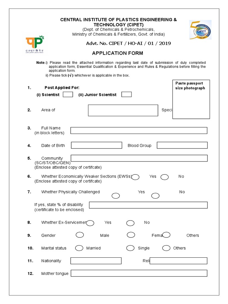 5 Application Form Scientist JR - Scientist | PDF | Thesis | Doctor Of ...