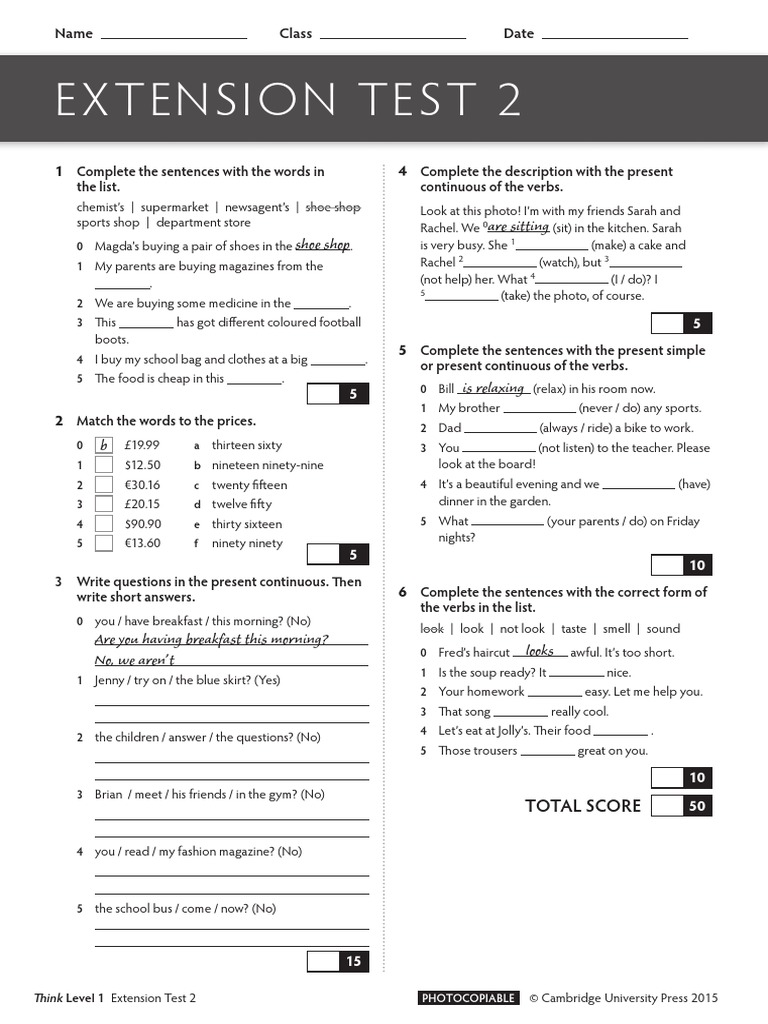 Unit 2 Extension Test | PDF