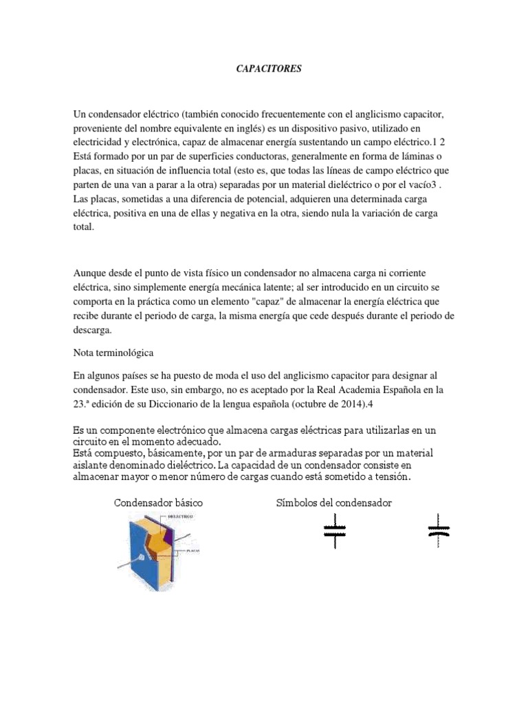 CAPACITORES | PDF | Condensador | Ingenieria Eléctrica