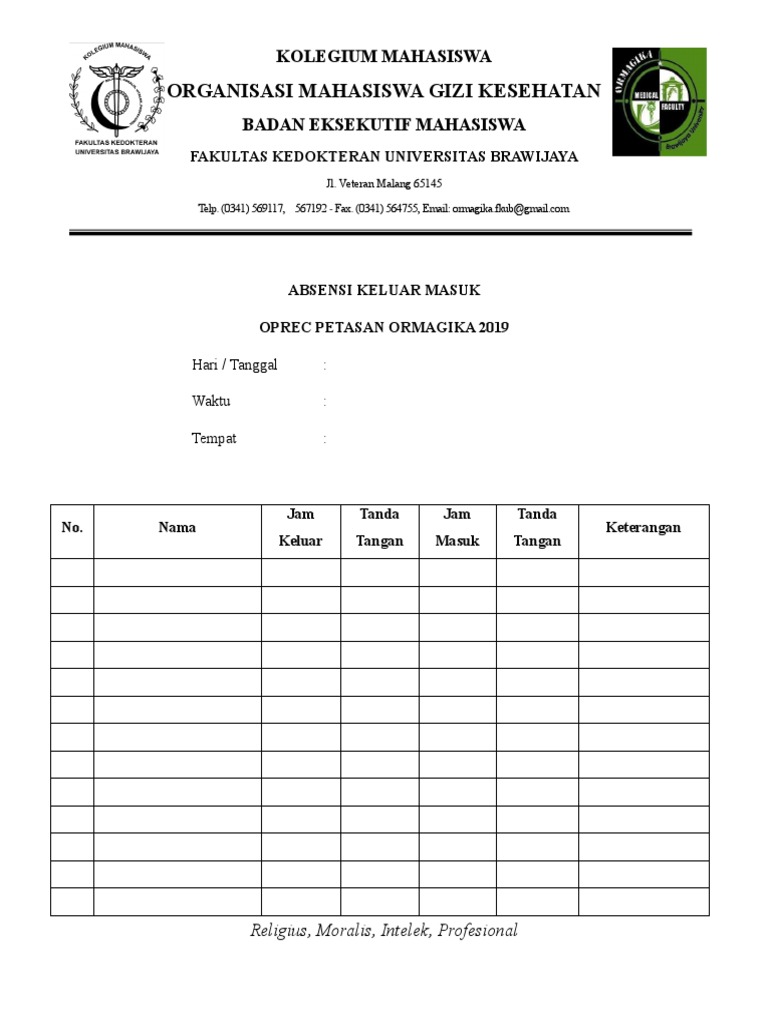 Absensi Keluar Masuk | PDF