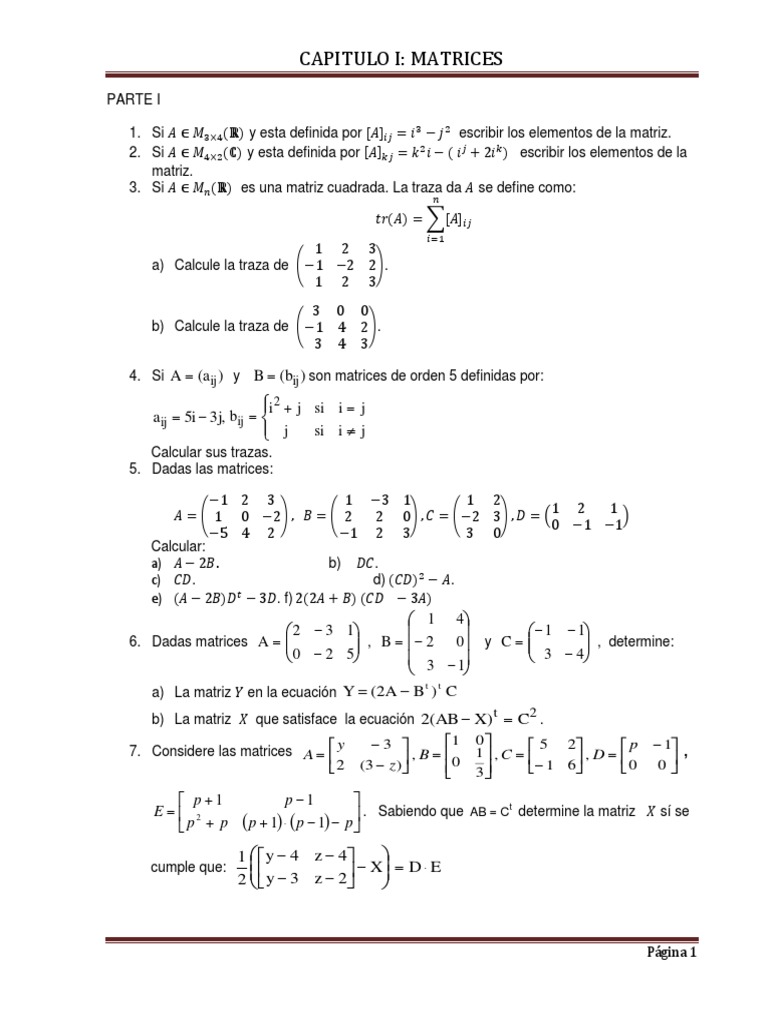 1 Matrices | Descargar gratis PDF | Matriz (Matemáticas) | Objetos ...