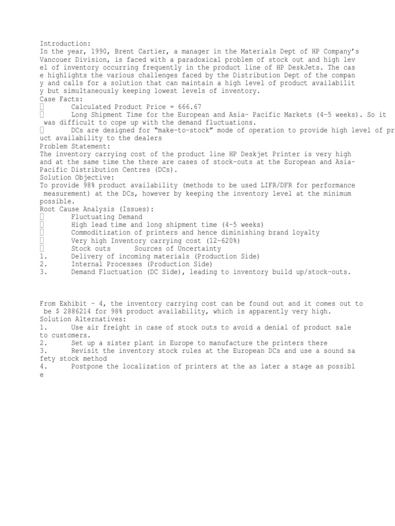 HP Deskjet Case Summary | PDF