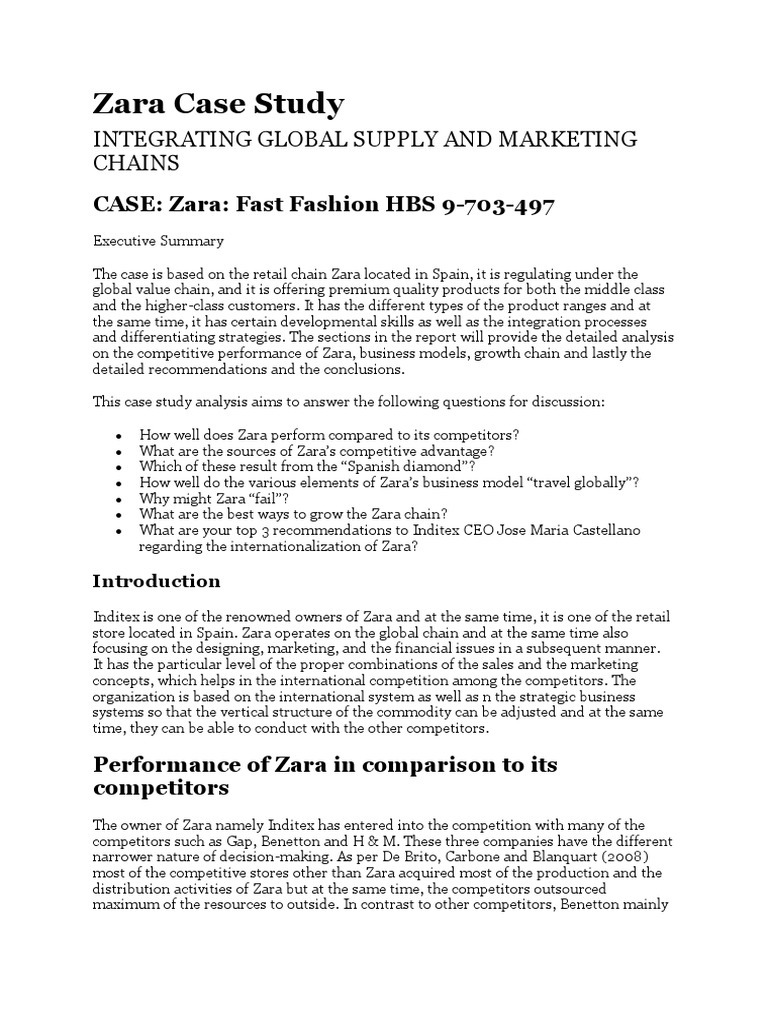 Zara Case Study-summary | Strategic Management | Retail