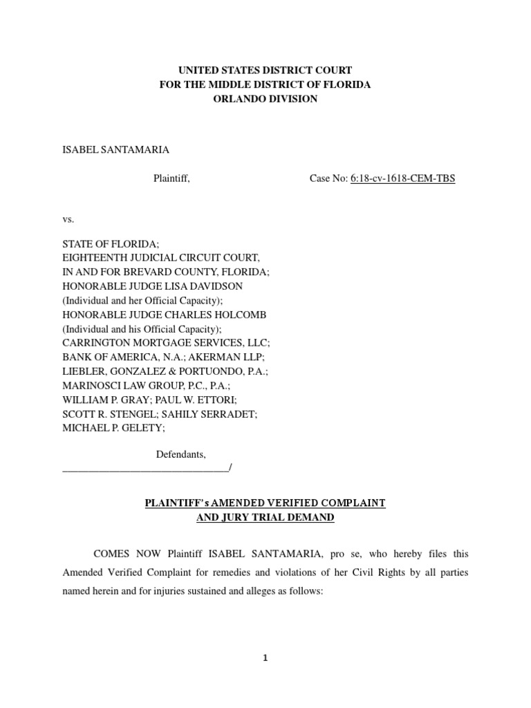 Santamaria Ada Verified Complaint 2019 | PDF | Americans With ...