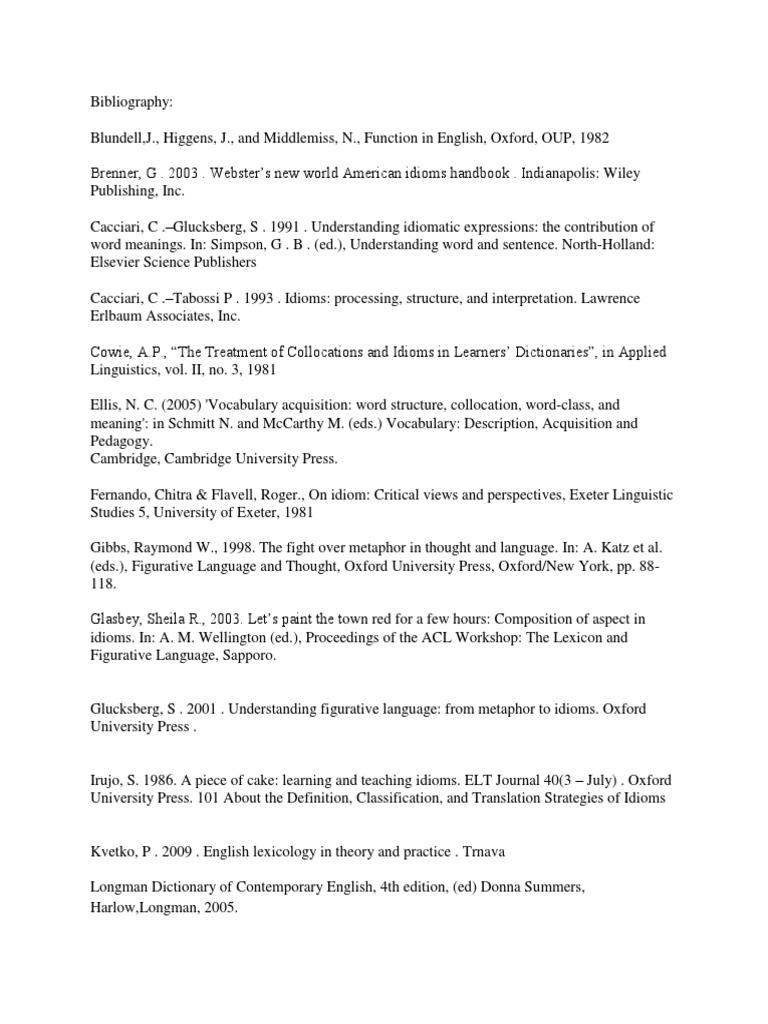 Bibliography | PDF | Idiom | English As A Second Or Foreign Language