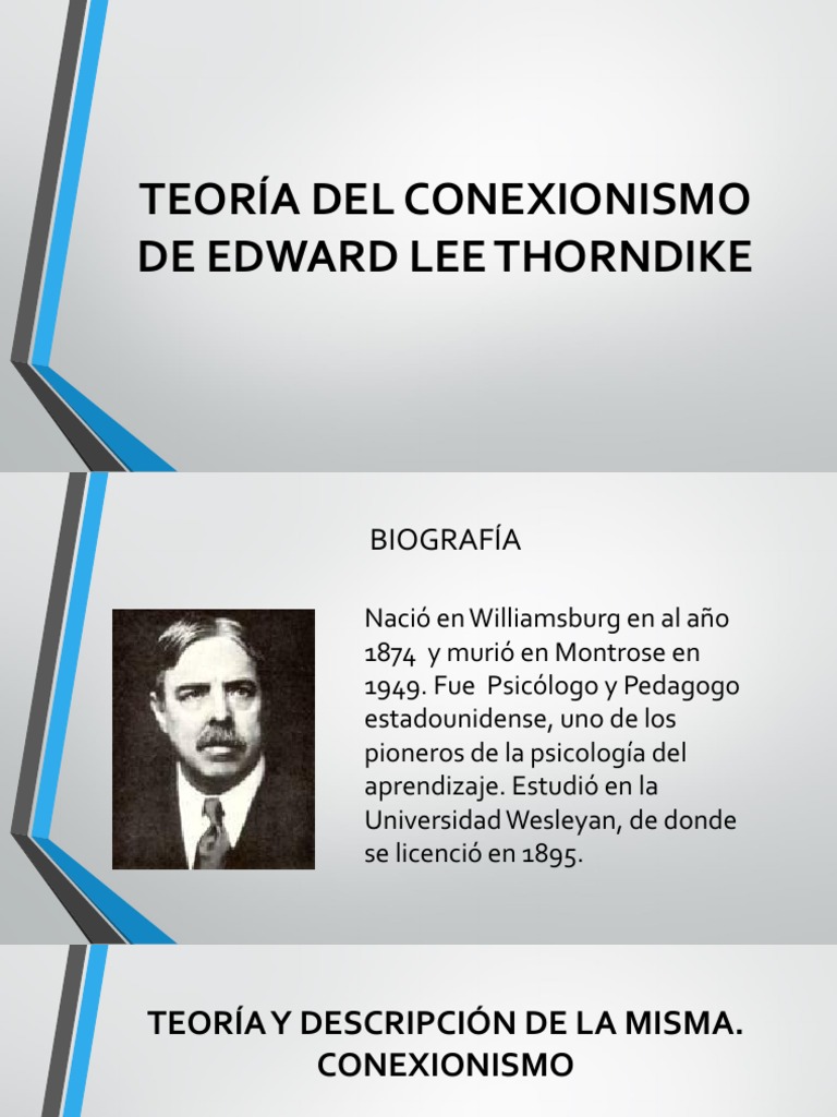 Teoría Del Conexionismo de Edward Lee Thorndike | Realimentación ...