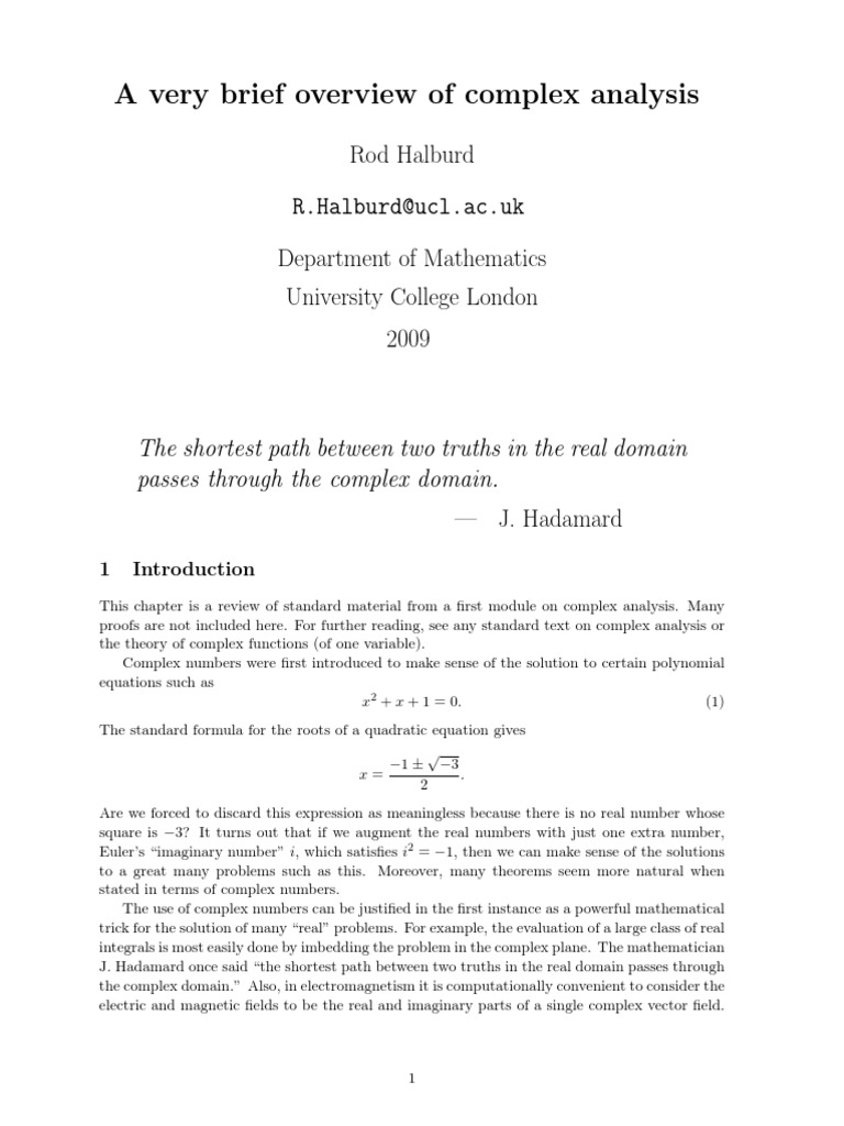 (Halburd) Review of Complex Analysis PDF | PDF | Power Series | Complex ...