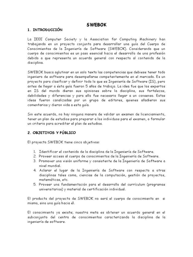 Guia SWEBOK | PDF | Ingeniería de software | Software