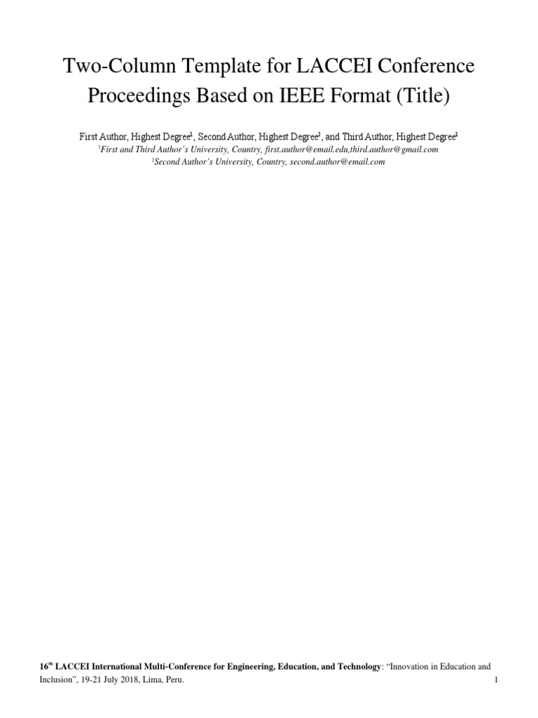 Two Column Template For LACCEI Conference Proceedings Based On IEEE ...