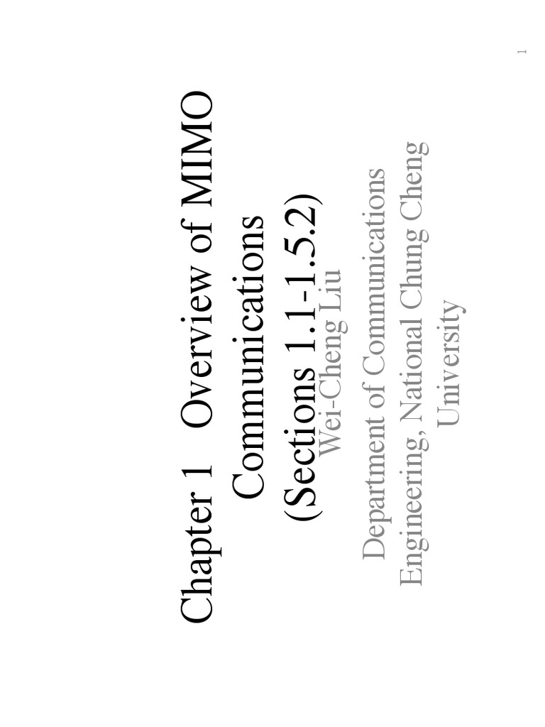 Chapter 1 Overview of MIMO Communications (Sections 1.1-1.5.2) PDF ...