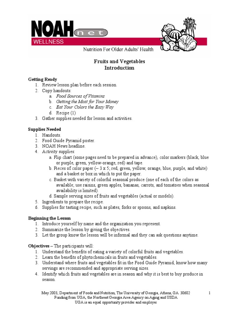 Nutrition For Older Adults | PDF | Vegetables | Dietary Fiber