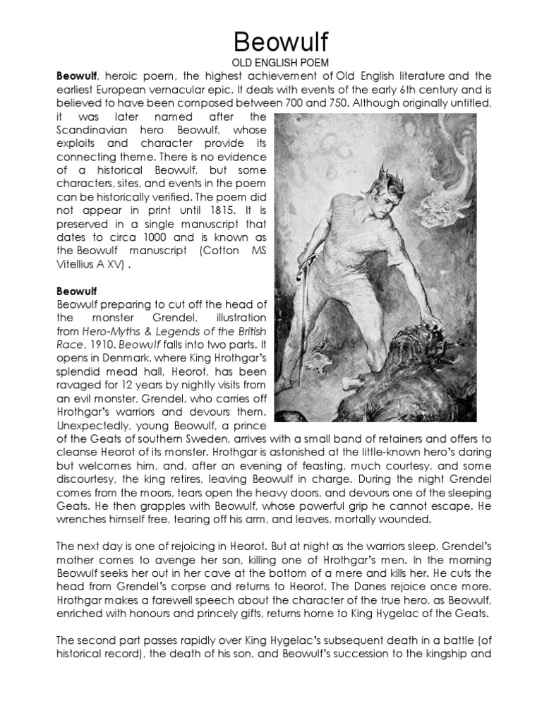Beowulf: Beowulf, Heroic Poem, The Highest Achievement of Old English ...